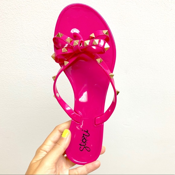 Shoes | Fuchsia Jelly Studded Sandal | Poshmark